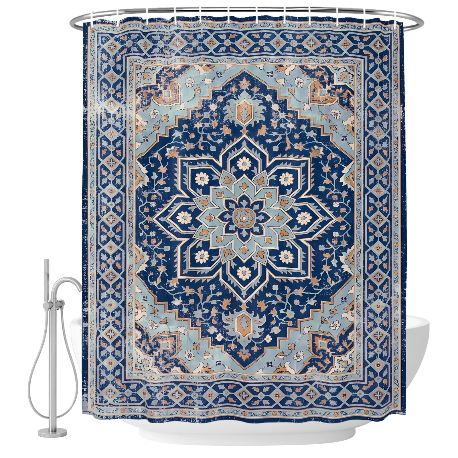 72x78 Inch Shower Curtain Traditional Ethnic Bathroom Decor, Waterproof ...