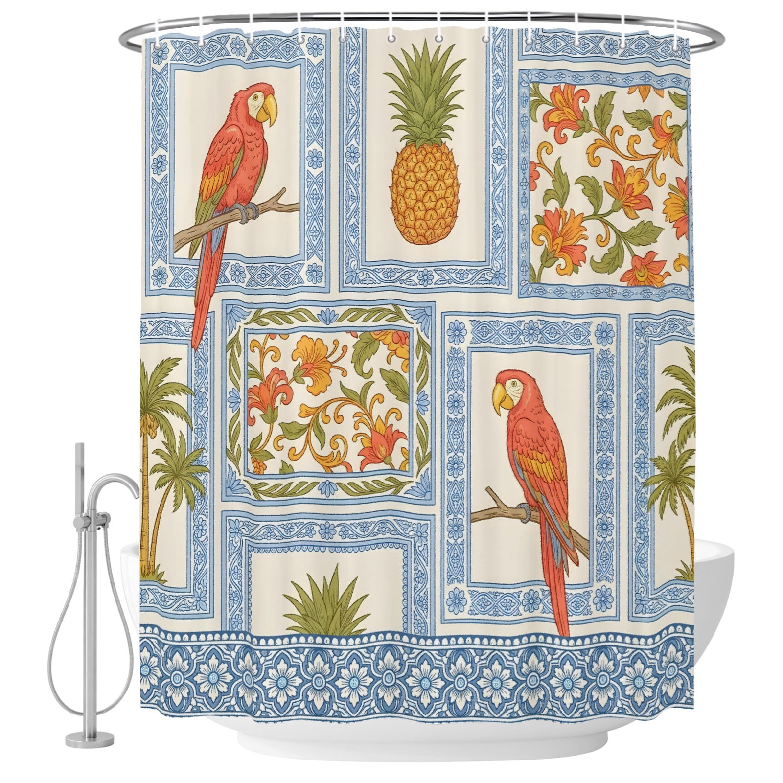 72x78 Inch Shower Curtain Tropical Plants Bathroom Decor, Waterproof ...