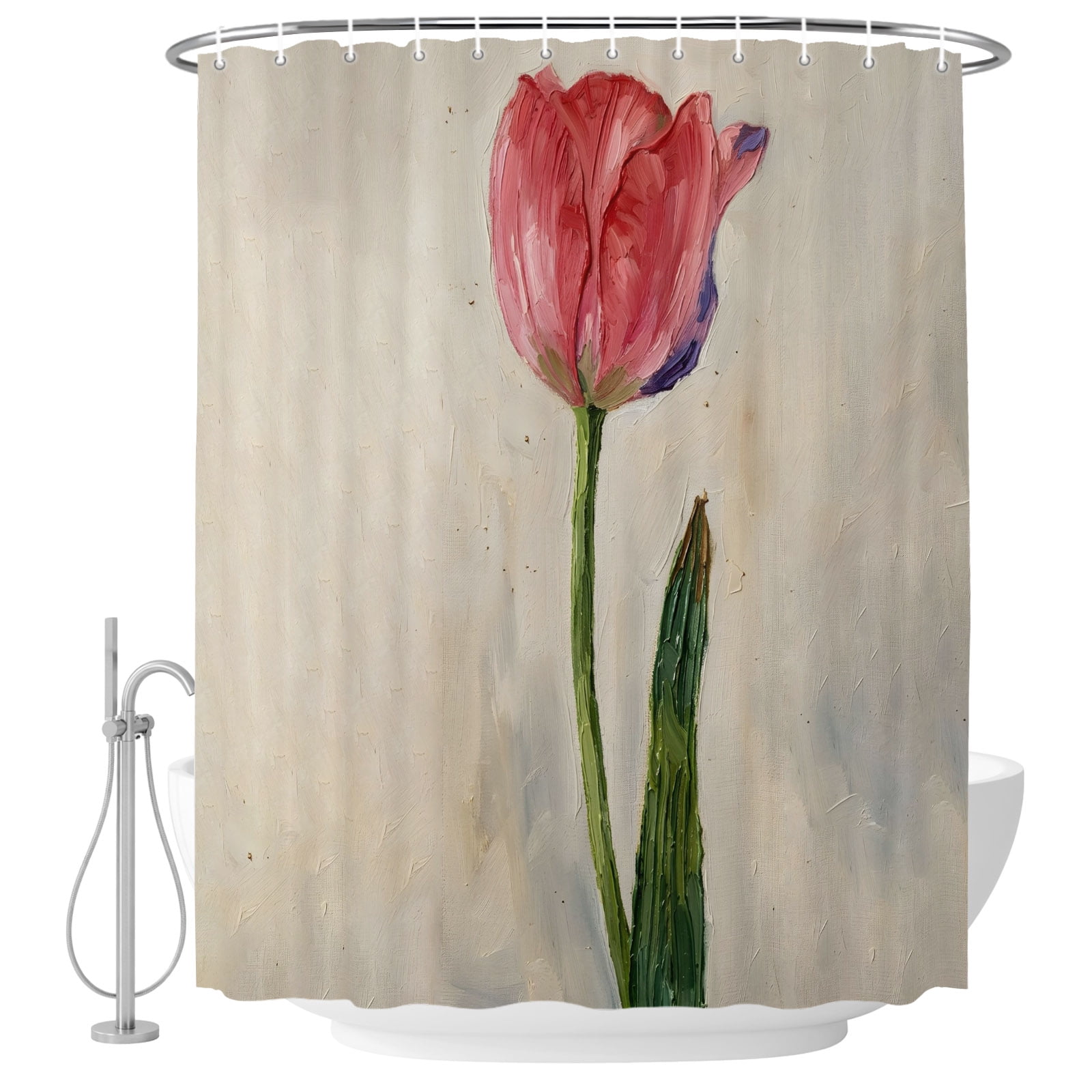 72x78 Inch Shower Curtain Vintage Red Tulip Flowers Bathroom Decor ...