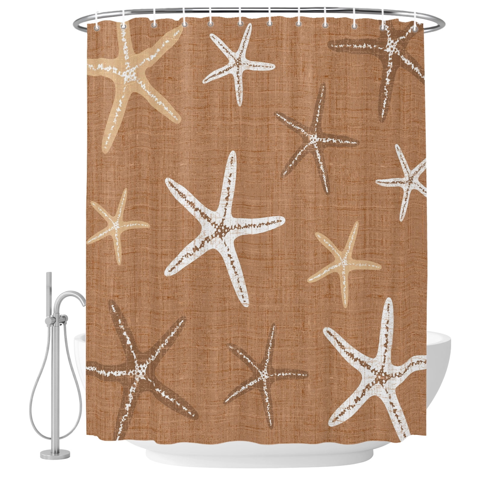 72x78 Inch Shower Curtain Vintage Terracotta Starfish Bathroom Decor ...