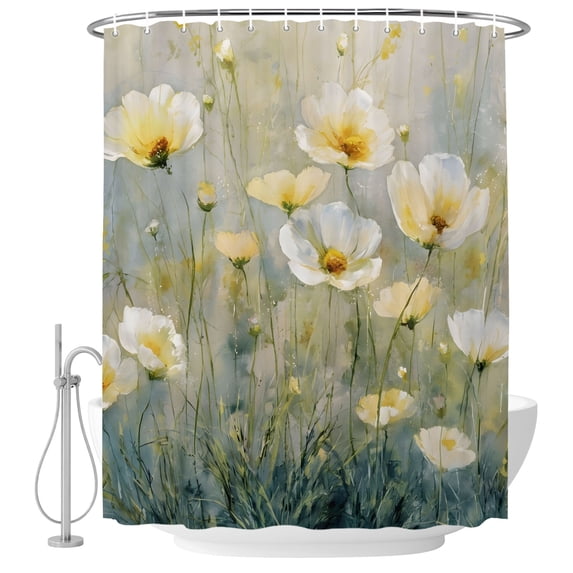 72x78 Inch Shower Curtain Watercolor Wildflowers Bathroom Decor ...