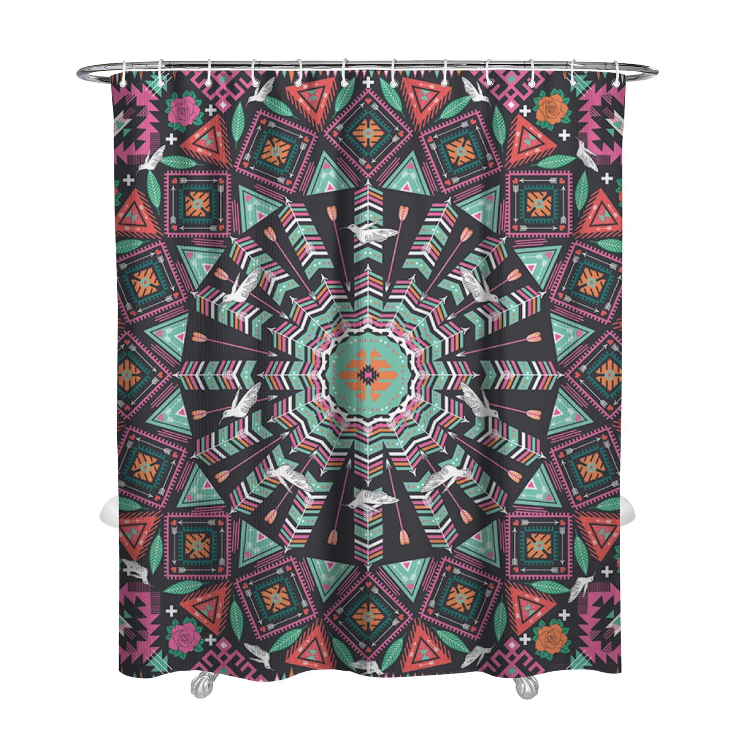 72x84 Earthy Aesthetic Shower Curtain Geometric Pattern Waterproof with ...