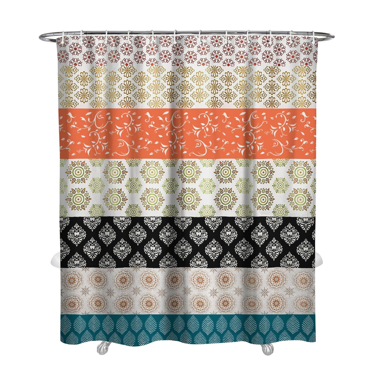 72x84 Earthy Vintage Boho Shower Curtain, Quick-Dry Polyester Fabric ...