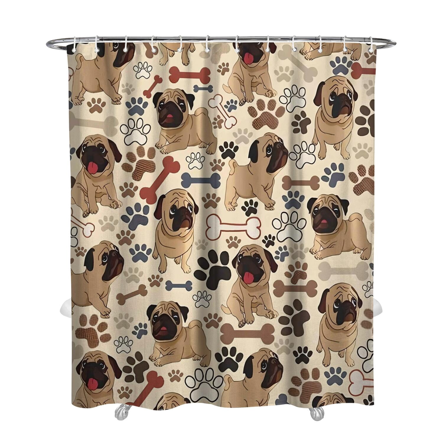 72x84 Inch Dog Print Design Shower Curtain - Cute Puppy Pattern ...