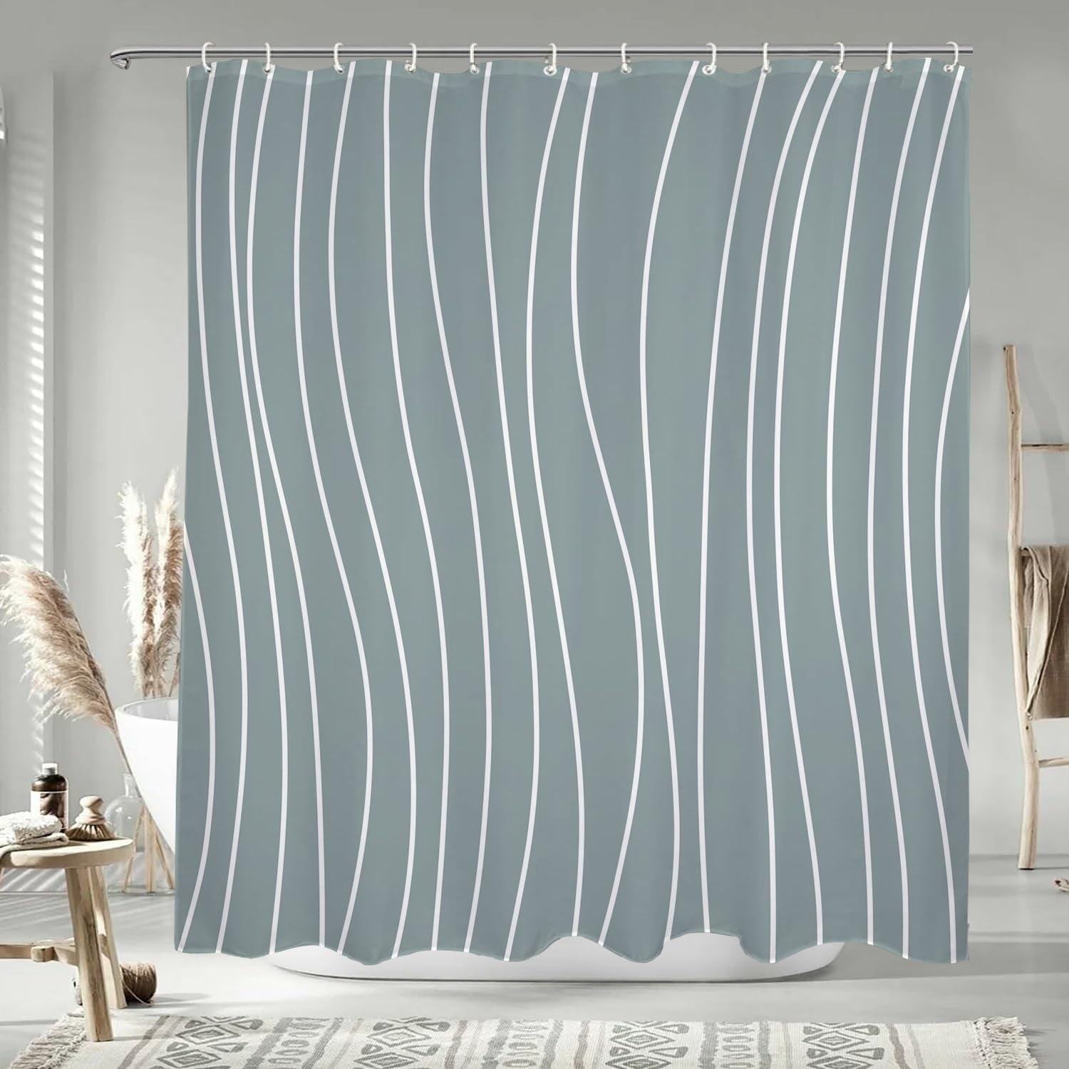 72x84 Inch Rustic Boho Stall Shower Curtains for Bathroom Concise White ...