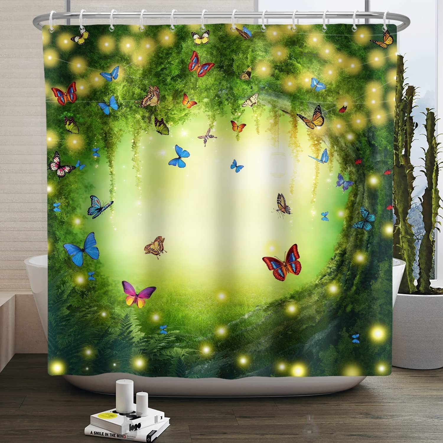 72x84 Inches Enchanted Forest Shower Curtain Magic Green Forest Tree ...