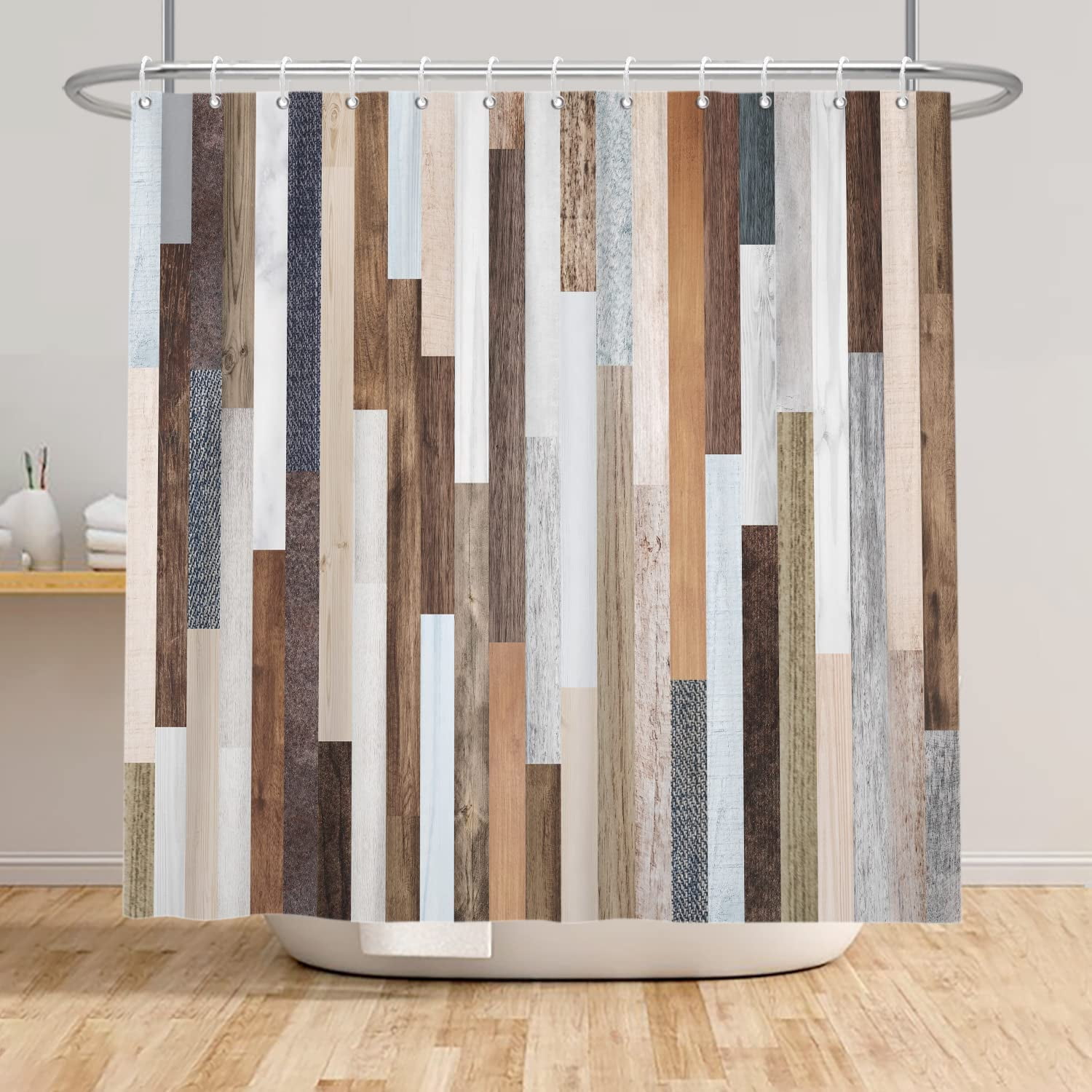 72x84 Inches Rustic Wooden Shower Curtain Western Farmhouse Old Wood ...