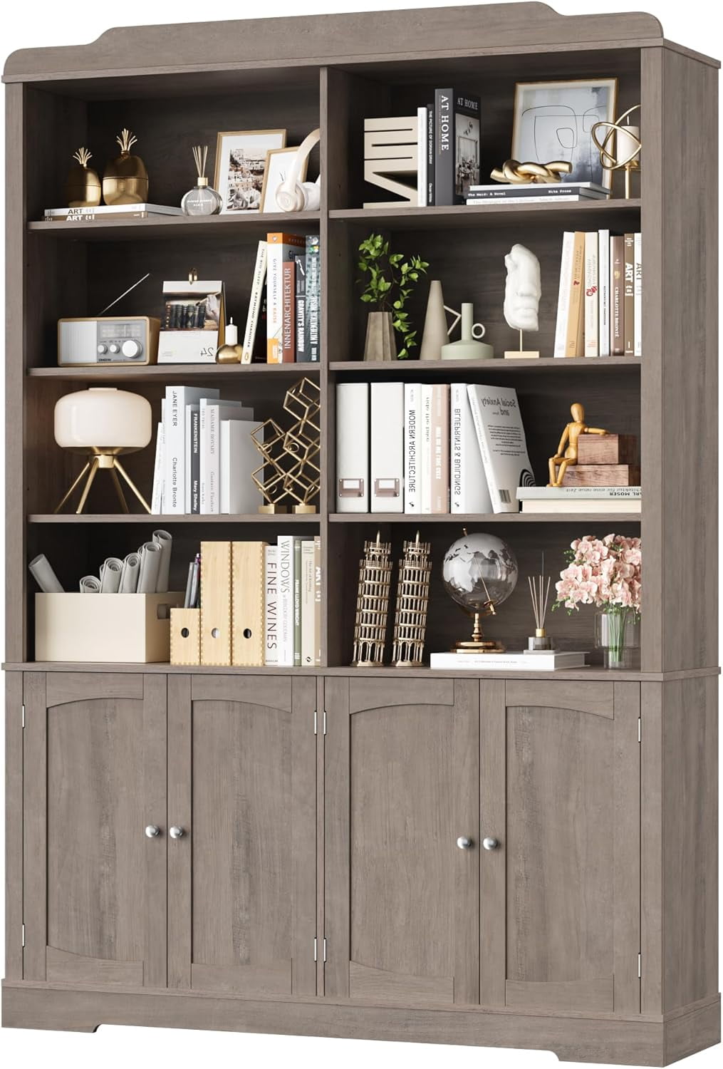 73.1" Bookcase with Doors,6 Tier Large Bookshelf with Storage ...