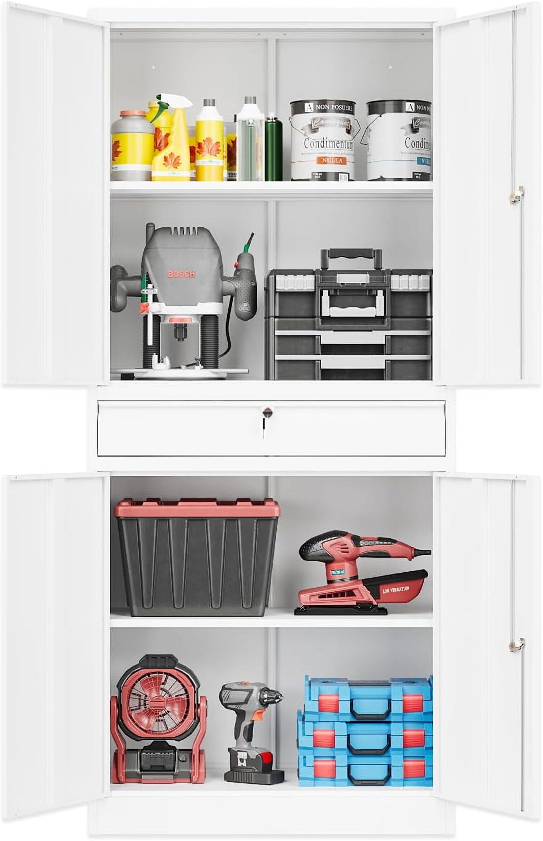 73" Metal Cabinet-Black Heavy Duty Rolling Storage Cabinet Steel Tool ...