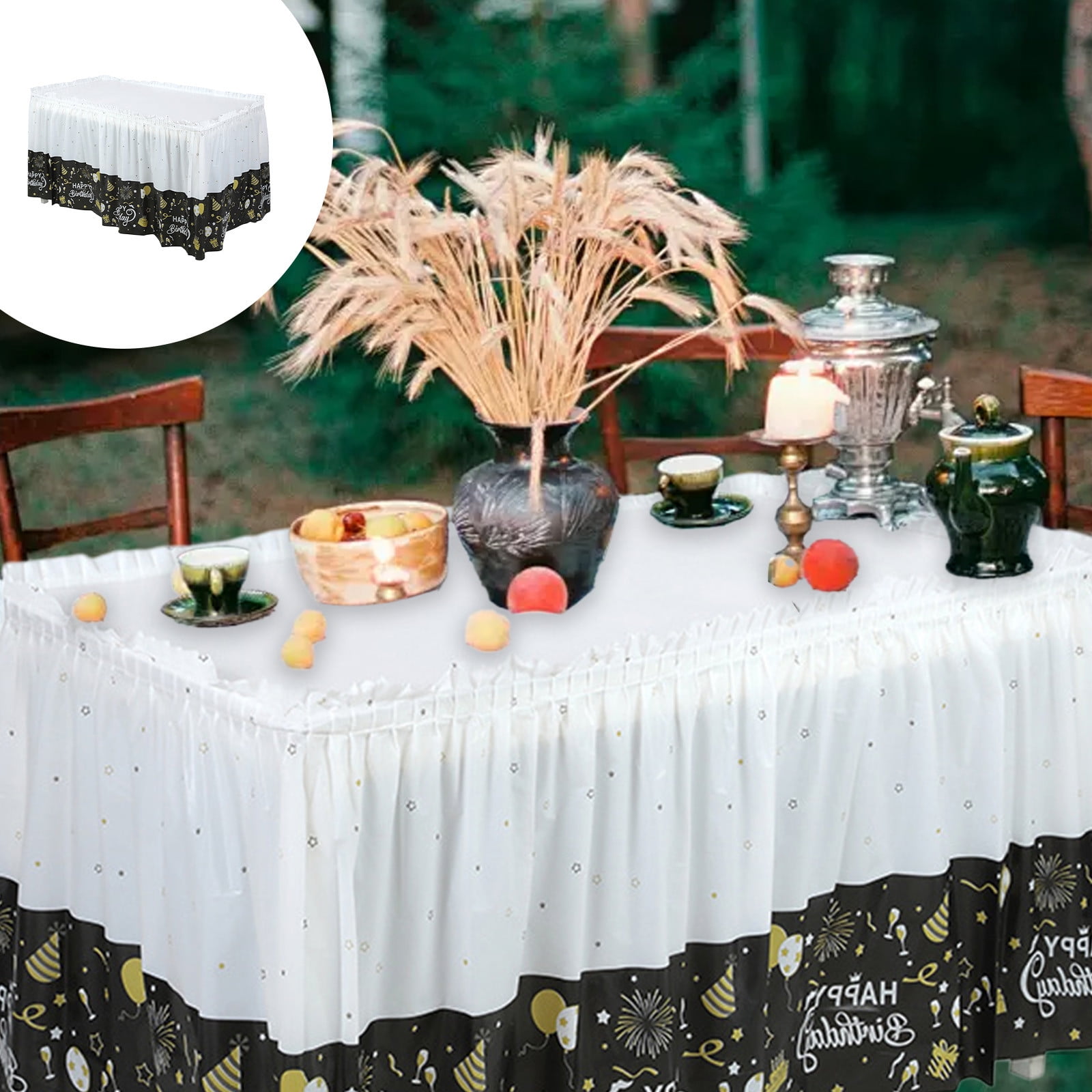 73*426cm Waterproof Table Skirt, Reusable Party Decorations with ...