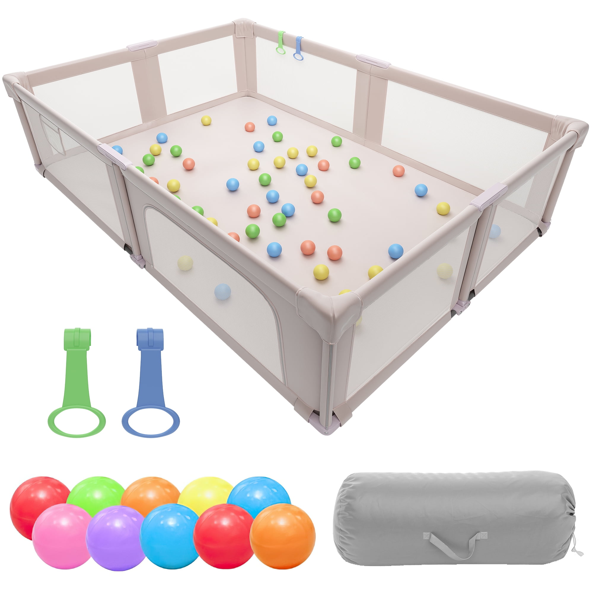 IDEALSOUL 73“×61” Baby Playpen with Mat, Extra Large Baby PlayYards ...
