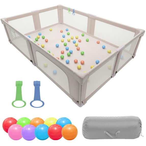 IDEALSOUL 73“×61” Baby Playpen with Mat, Extra Large Baby PlayYards ...