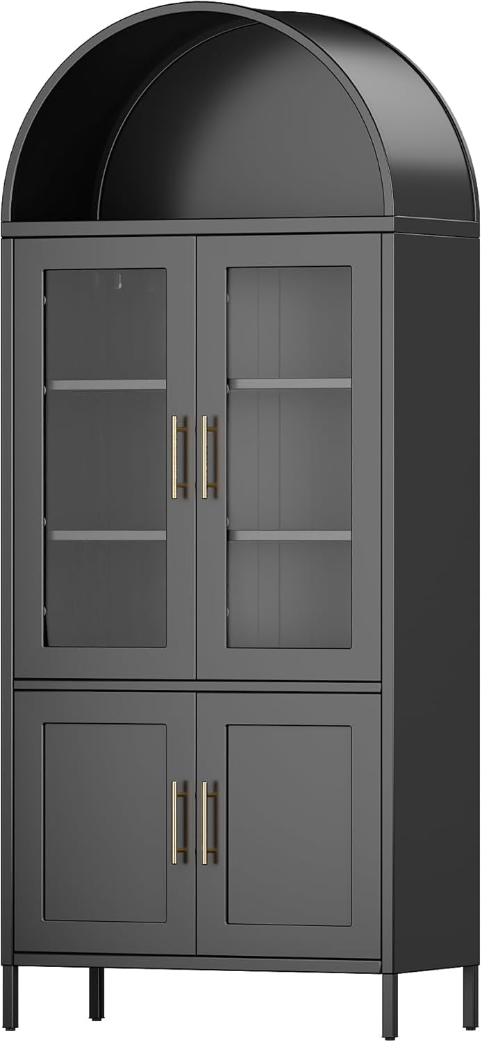 73'' Arched Kitchen Pantry Storage Cabinet with Doors/Shelves, Black ...