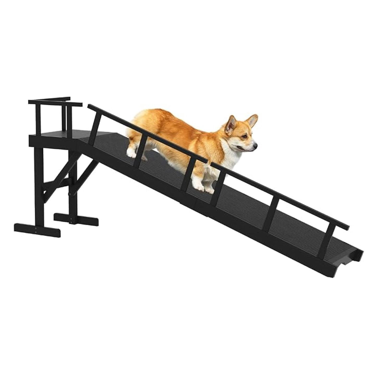 73" Dog Ramp for Bed,Birchwood Pet Ramp with Removable Side Rail and ...