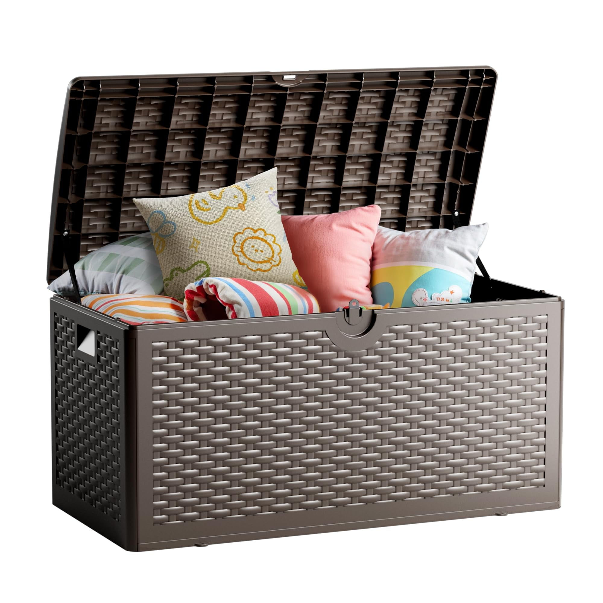 73 Gallon Deck Box, Double Layer Waterproof Resin Outdoor Indoor ...