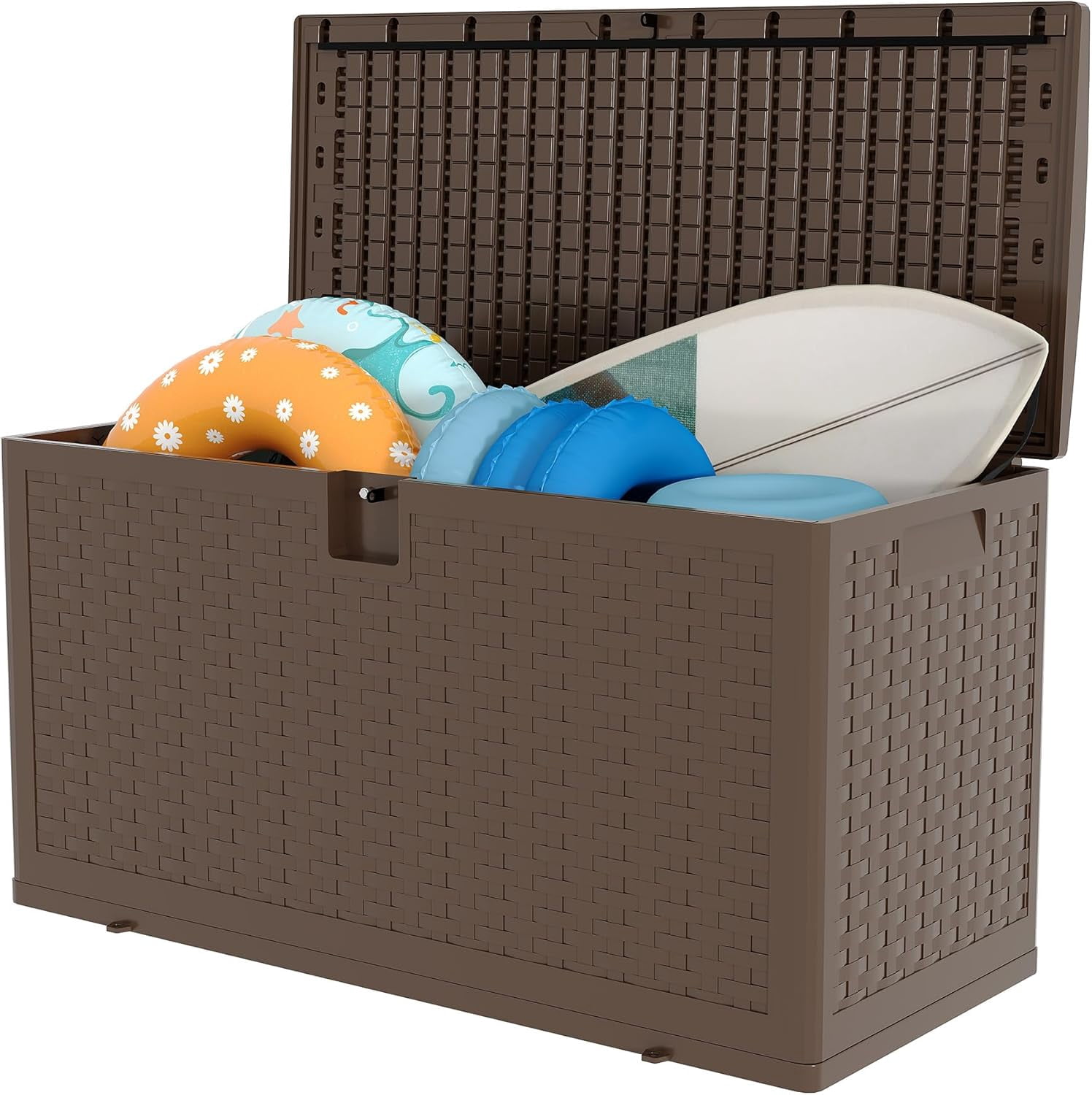 73 Gallon Outdoor Storage Box Waterproof, Patio Deck Storage Box For ...