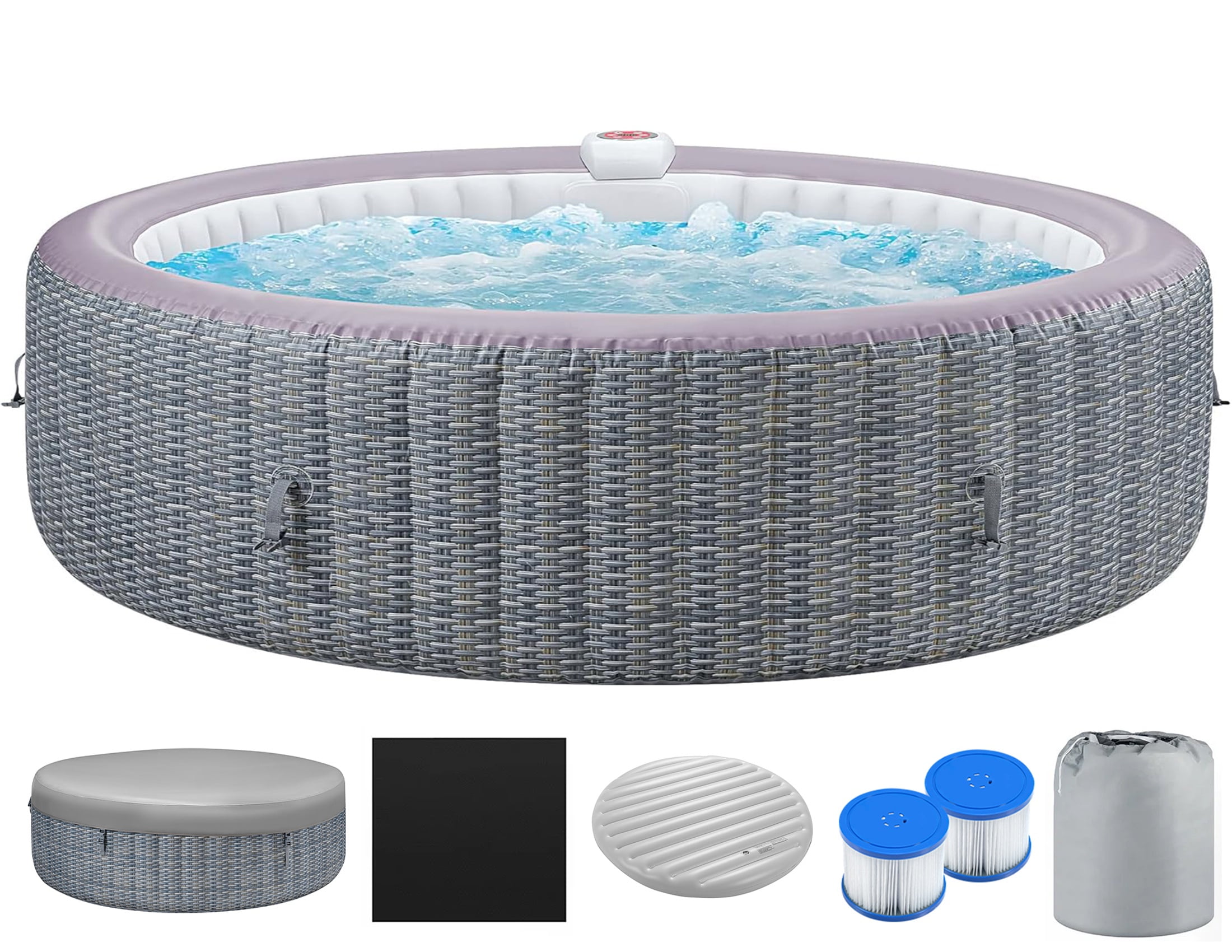 82 Inch 4-6 Person Inflatable Hot Tub Spa with Control Panel, Outdoor ...