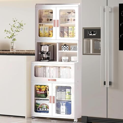 73" Kitchen Pantry Storage Cabinet, Collapsible Storage Bins with ...