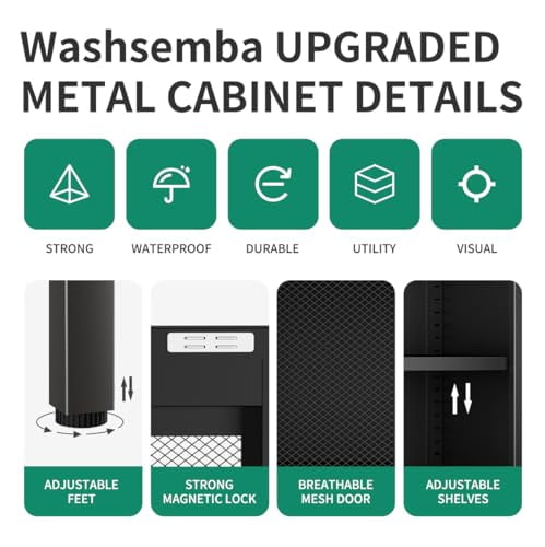 73 '' Metal Garage Storage Cabinet, 2 Doors and 4 Adjustable Shelves ...