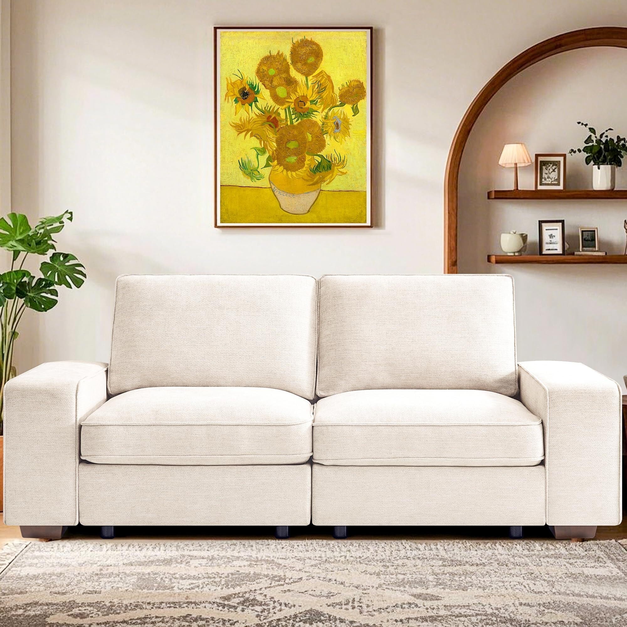 73" Modular Sofa Couch with Seats Storage, Comfy 2-Seater Chenille ...