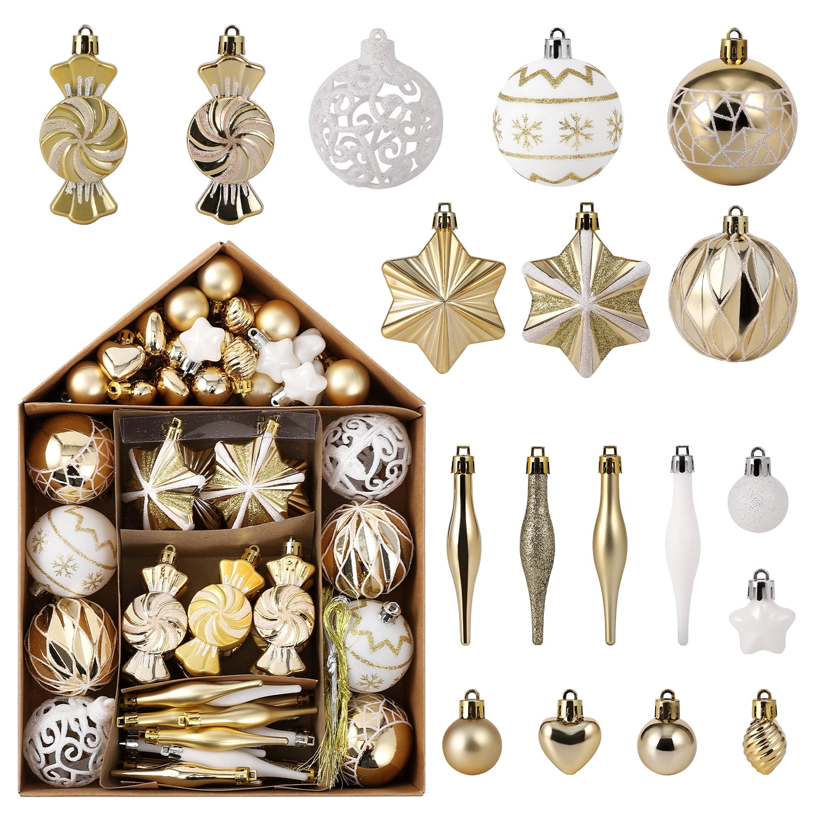 73-Piece Shatterproof Christmas Ball Ornaments Set, Unbreakable Xmas ...