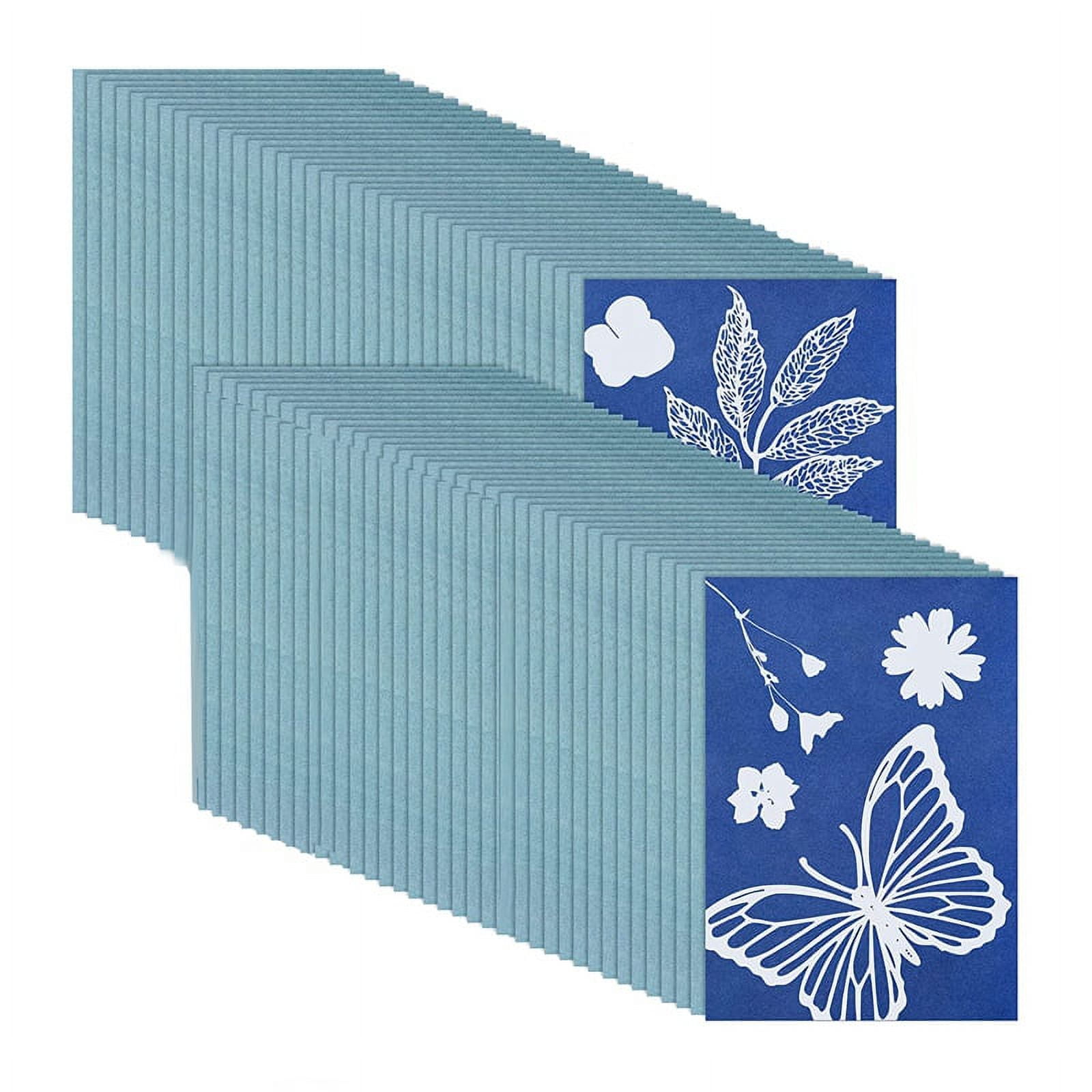 73 Pieces Sun Print Paper Cyanotype Paper Kit, Solar Drawing Paper ...