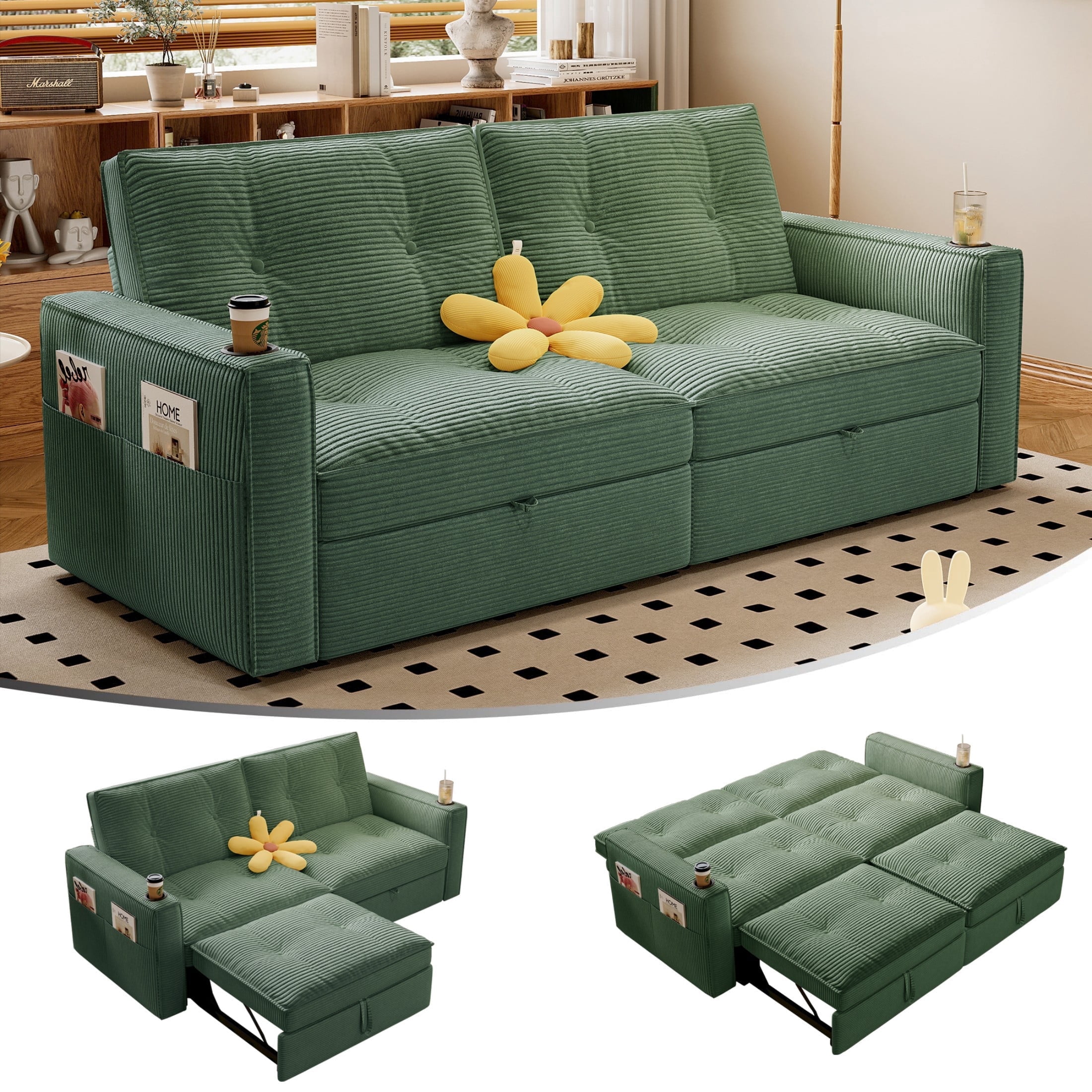 73" Sleeper Sofa,Queen Size Sofa Bed with Pull Out Bed, 2 Seater ...