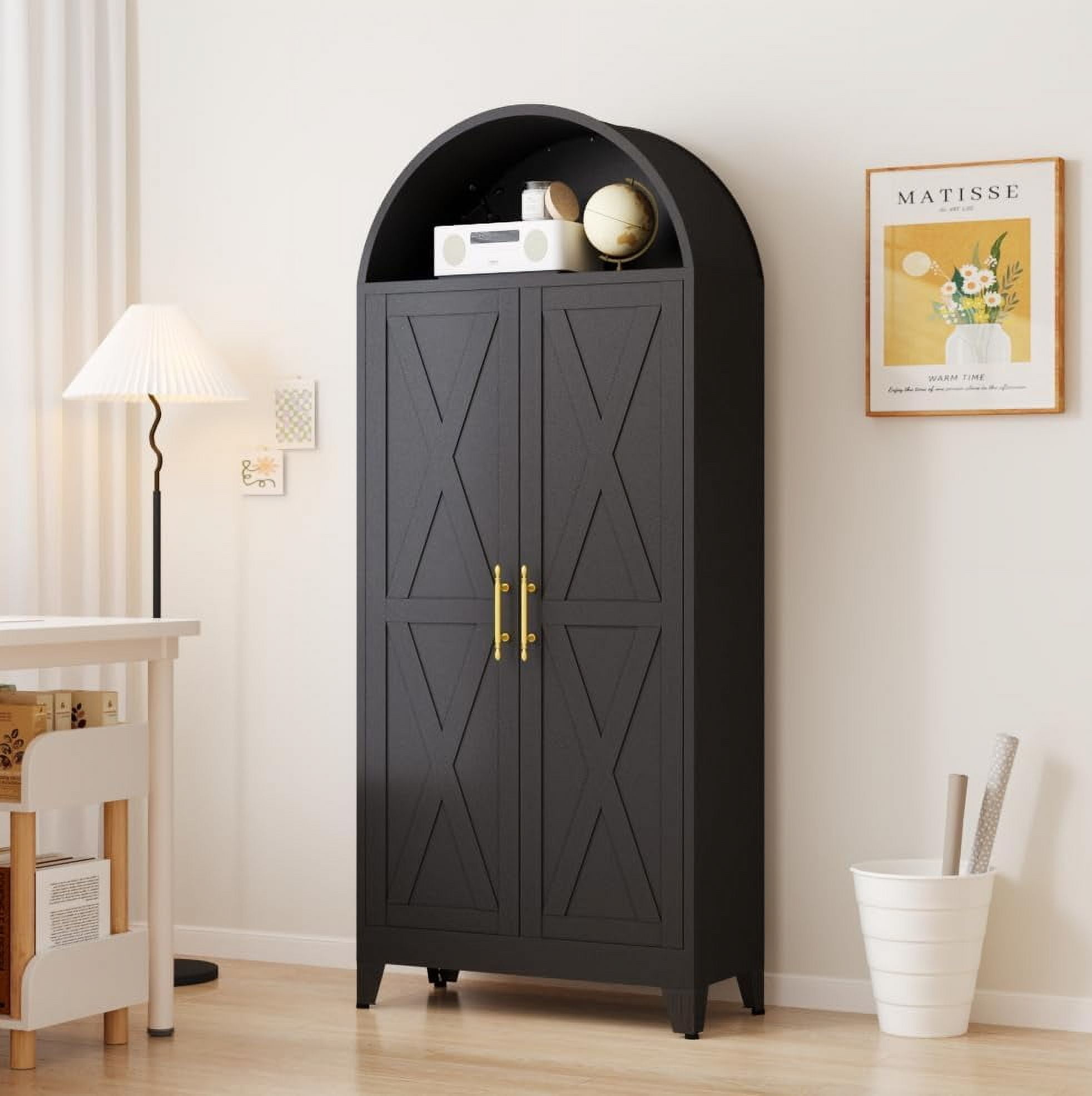 73" Tall Arched Kitchen Pantry, Modern Farmhouse Metal Kitchen Storage ...