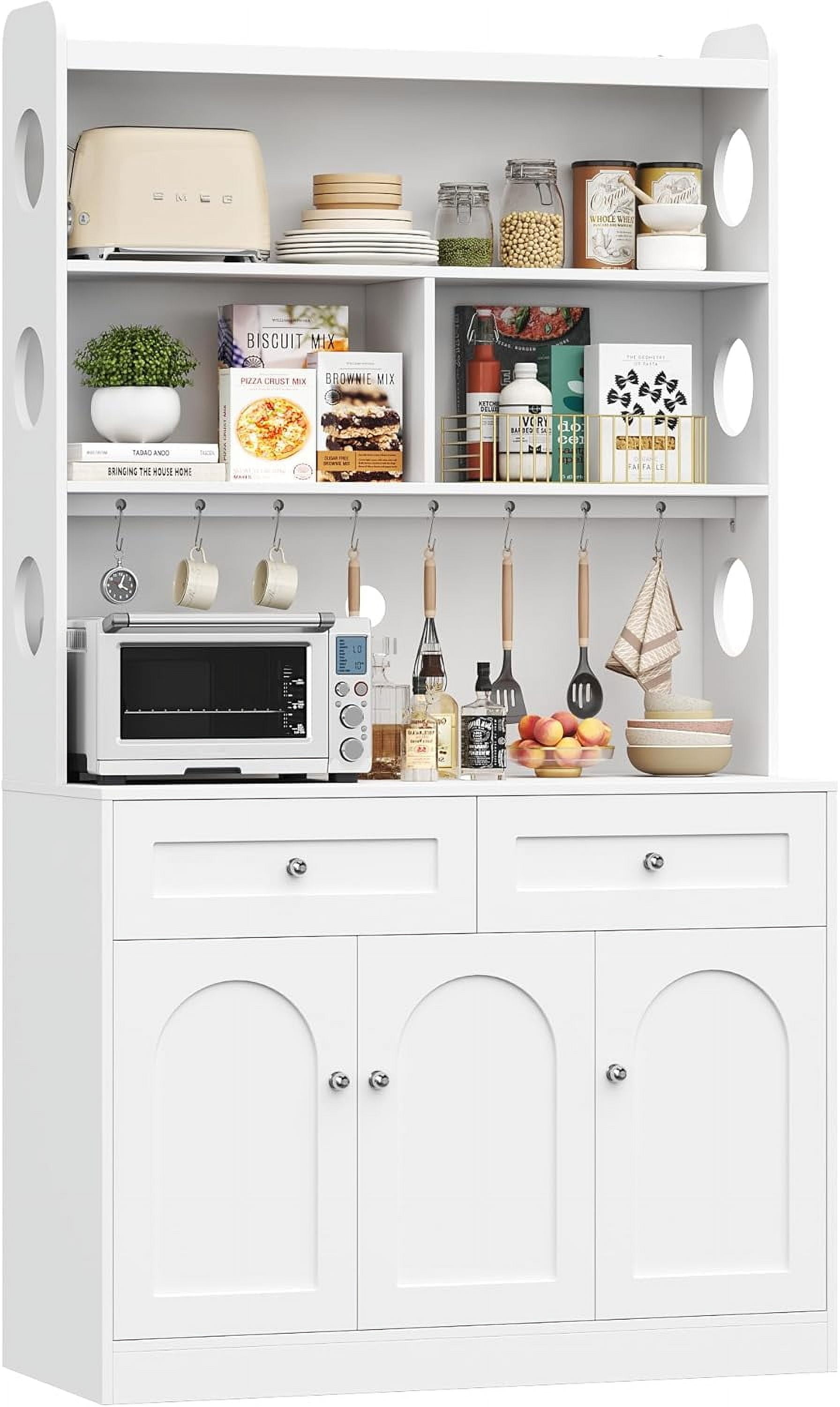 73" Tall Pantry Cabinet with Microwave Stand,Kitchen Hutch Cabinet with ...