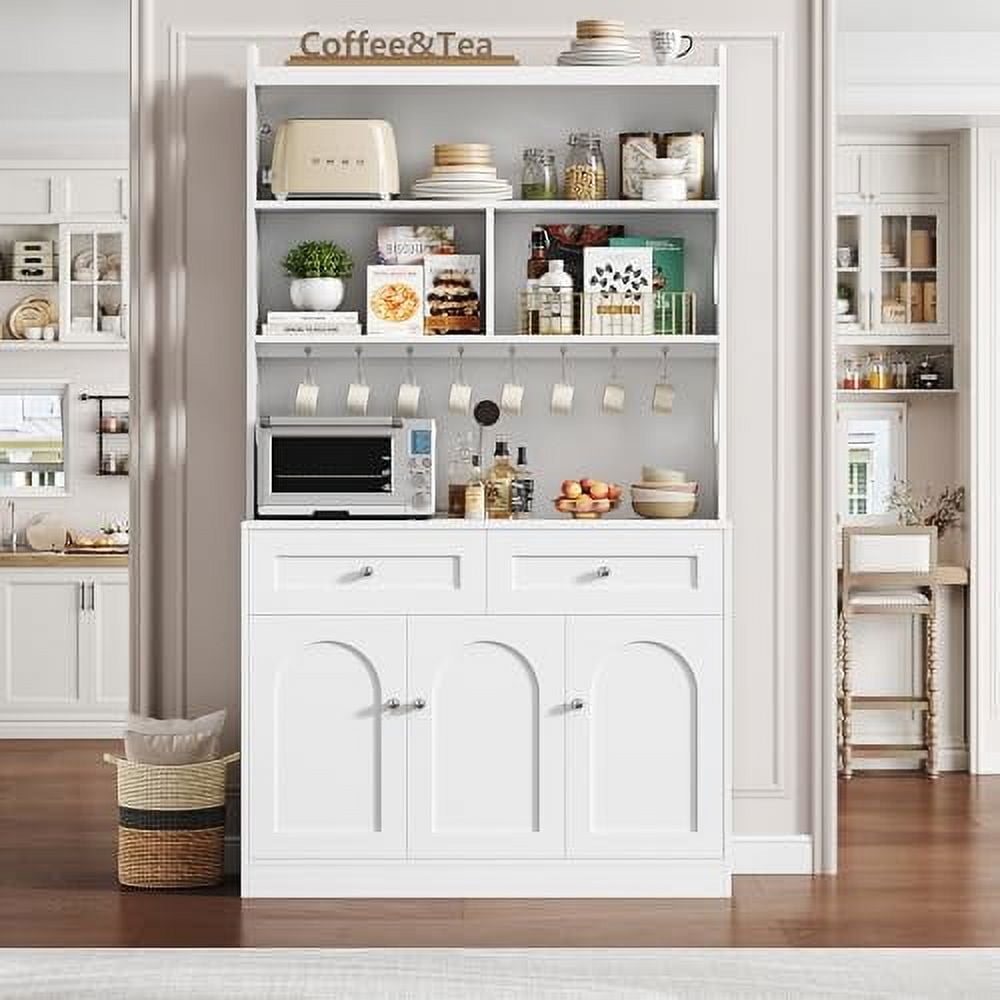 73" Tall Pantry Cabinet with Microwave Stand & Countertop, Drawers ...