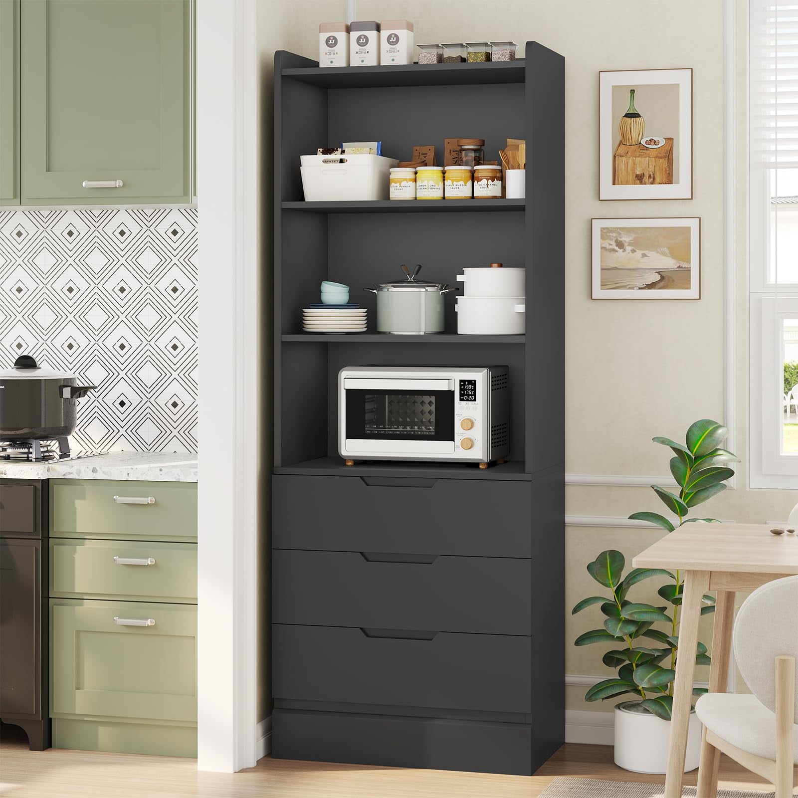 73'' Tall Storage Cabinets with 3 Drawers, Floor Storage Cabinet for ...