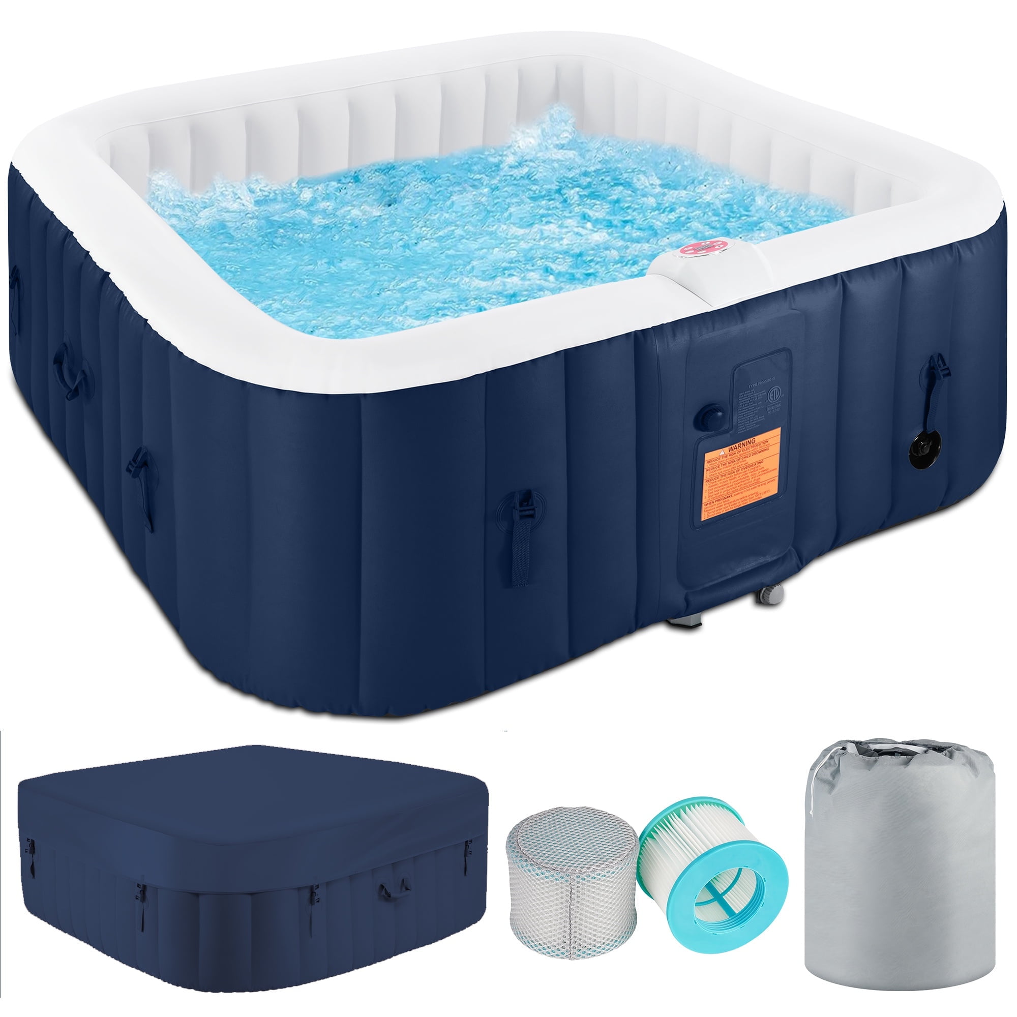 73 Inch 4-6 Person Inflatable Hot Tub Spa with Control Panel, Outdoor ...