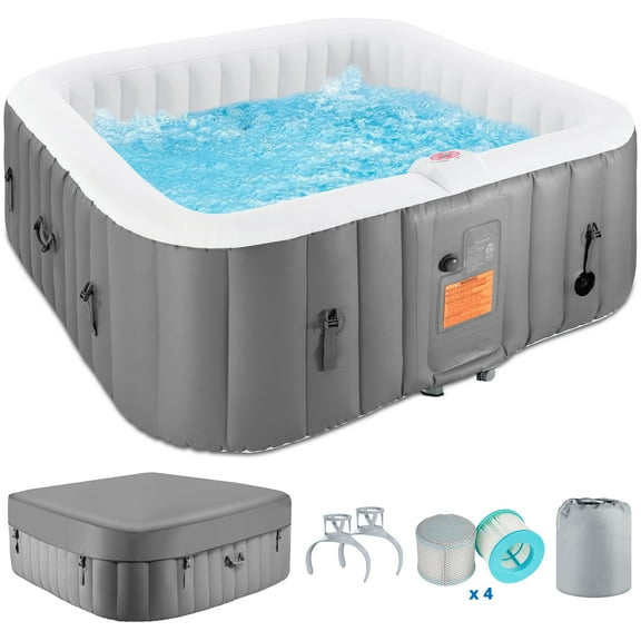 CO-Z Inflatable Spa Tub with 120 Air Jets Heater Electric Pump Outdoor ...