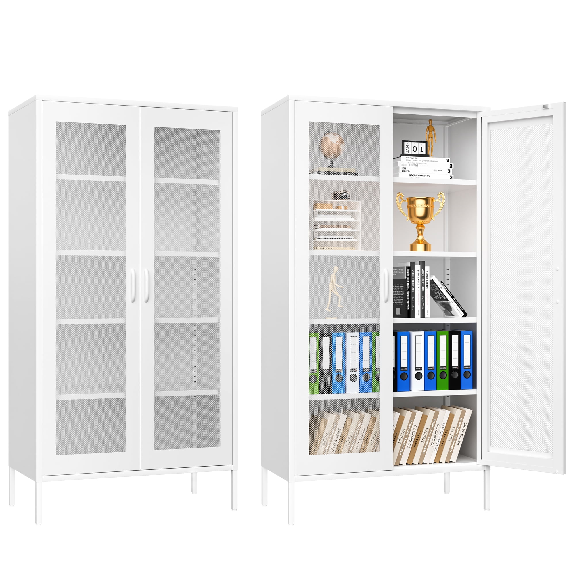 73 inches high metal storage cabinet with 2 wire mesh doors, suitable ...