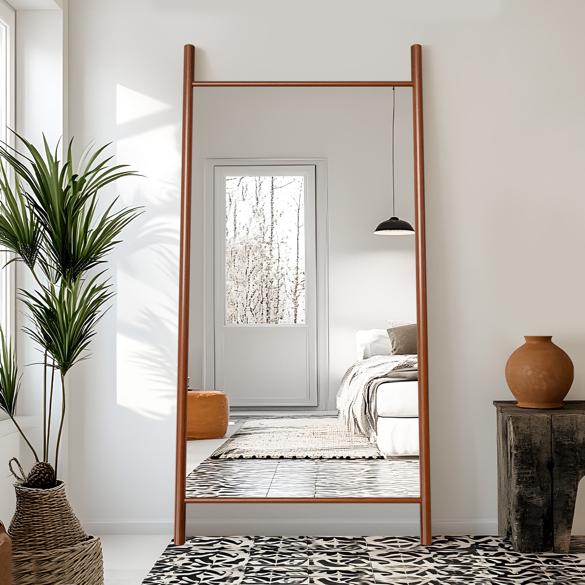 Free Shipping! Dovelina 73x35 Wood Full Length Mirror Ladder Rectangle ...