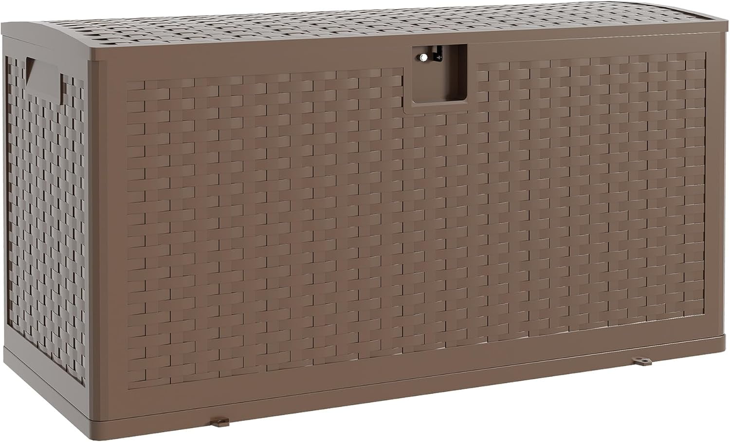 73Gallon Brown Resin Deck Box, Outdoor Storage Box Waterproof Lockable ...