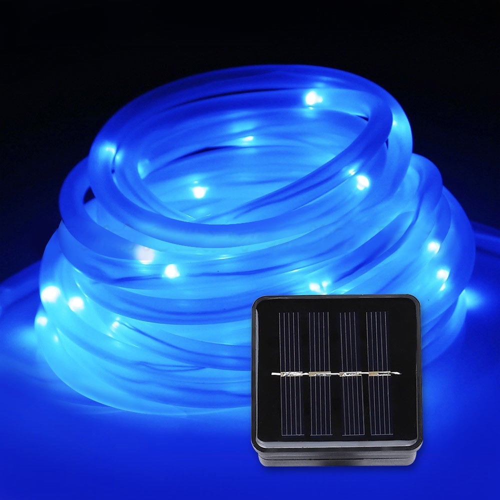 Bincy Waterproof Outdoor LED Solar String Lights, 200 Blue LEDs, 73ft ...