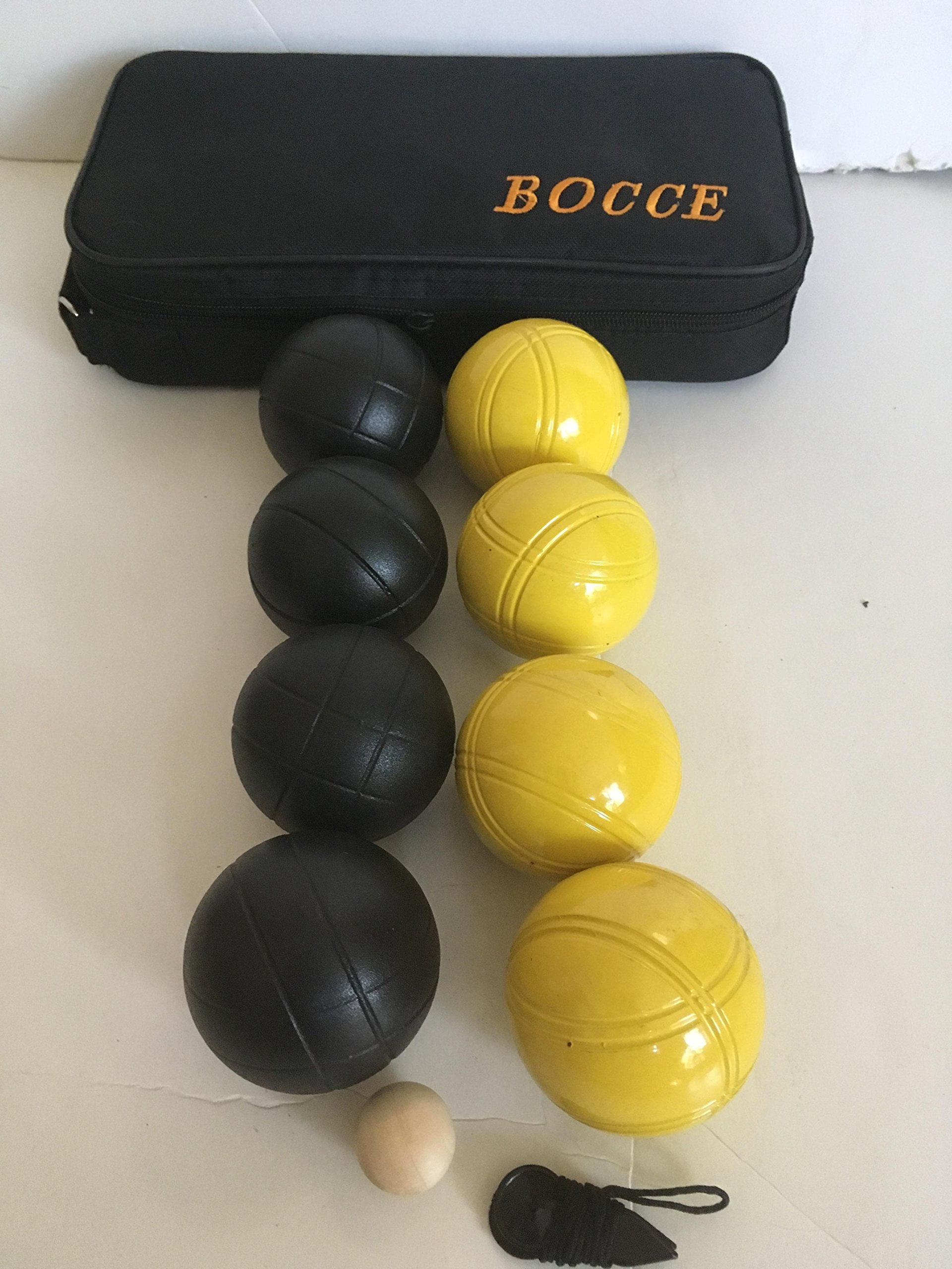 73mm Metal Bocce/Petanque 8 Ball Set with 4 Black and 4 Yellow Balls ...