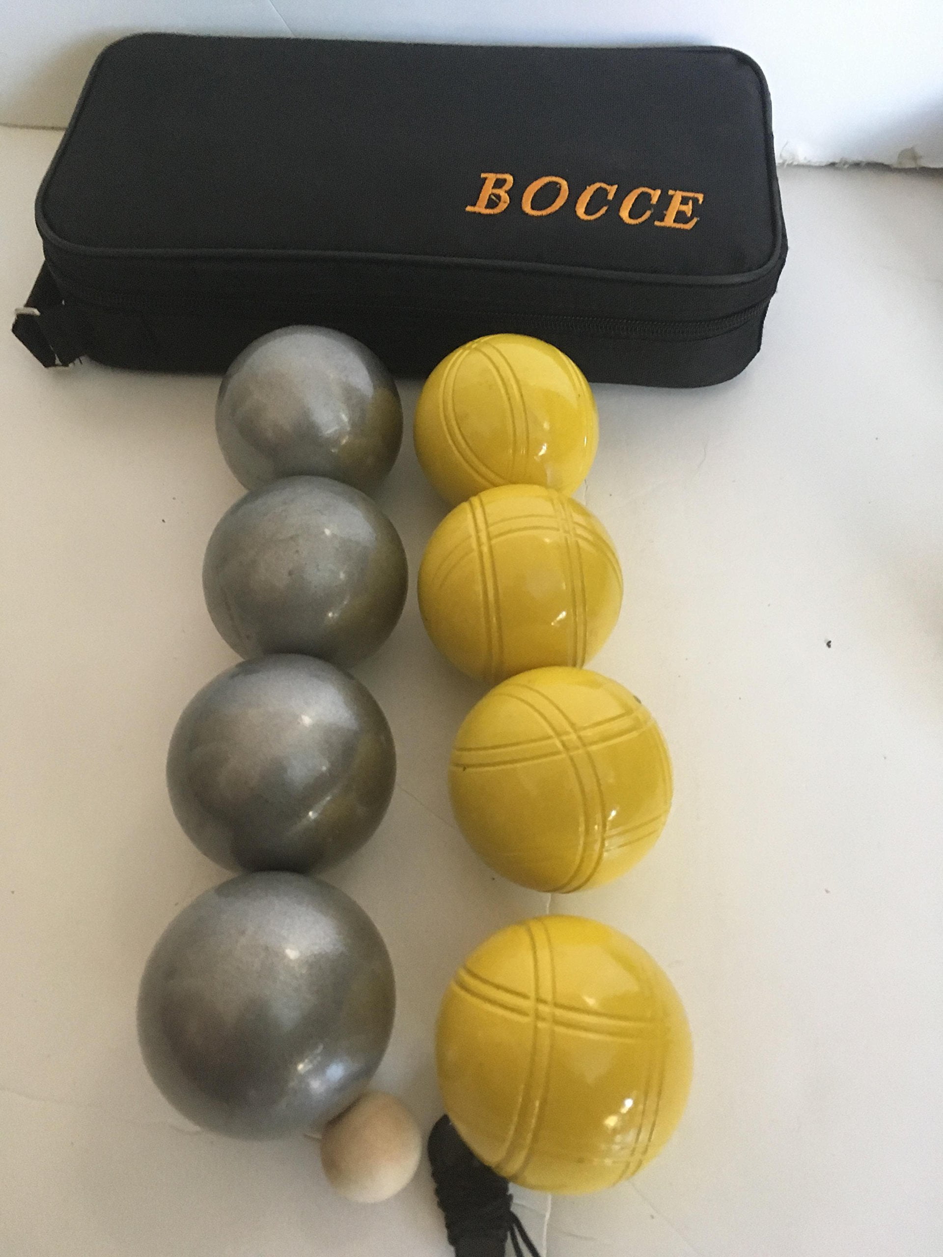 73mm Metal Bocce/Petanque 8 Ball Set with 4 Plain Grind Sand and 4 ...