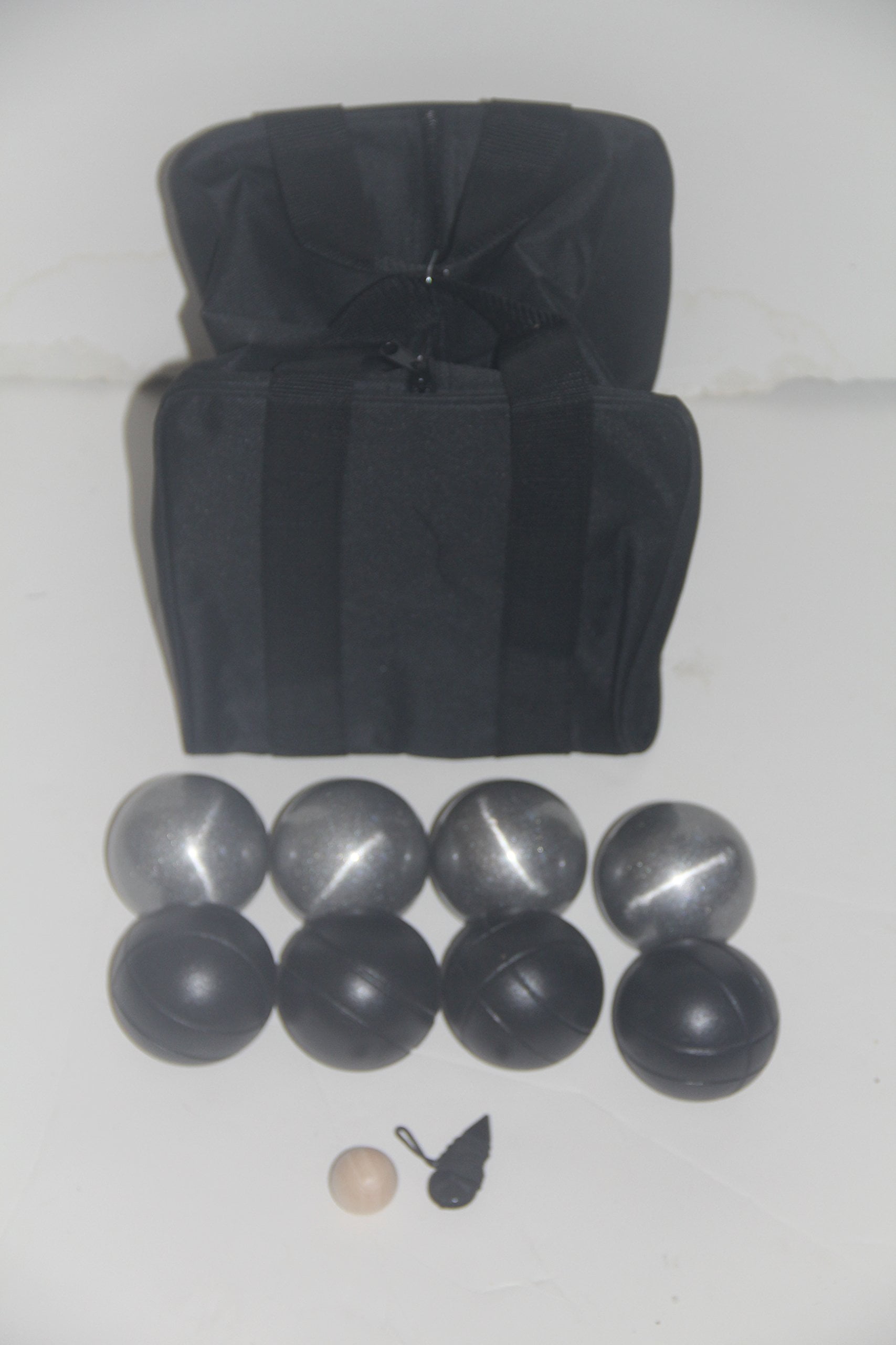 73mm Metal Bocce/Petanque Set with 4 Black and 4 Grind Sand Balls and ...