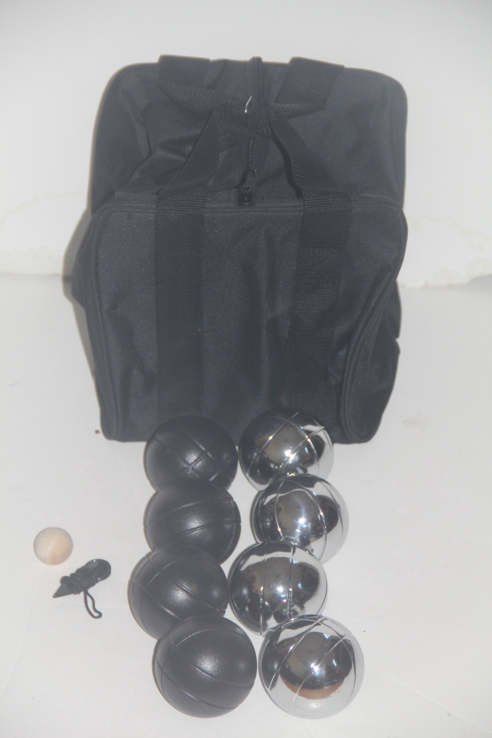 73mm Metal Bocce/Petanque Set with 4 Black and 4 Silver Balls and Heavy ...