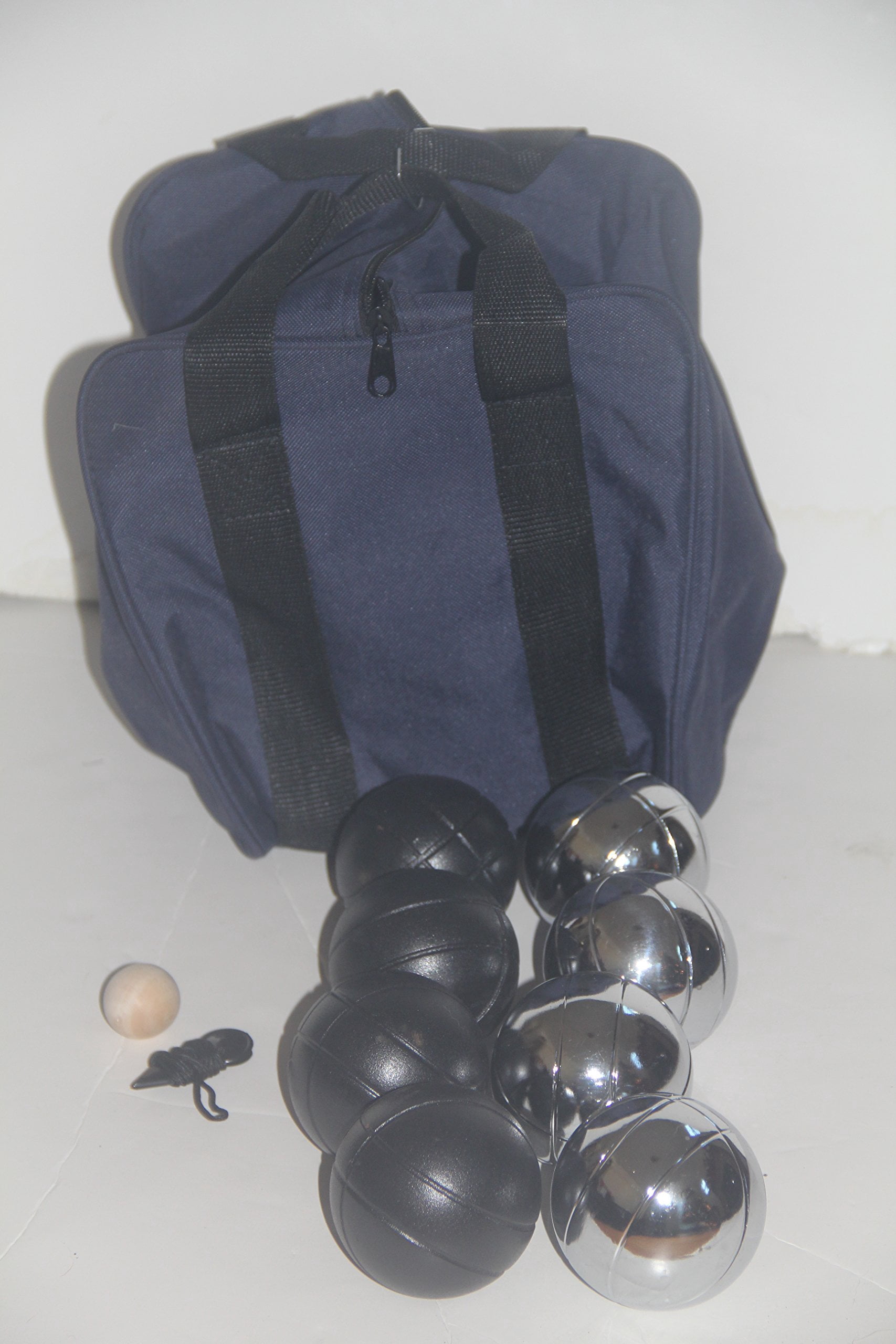 73mm Metal Bocce/Petanque Set with 4 Black and 4 Silver Balls and Heavy ...
