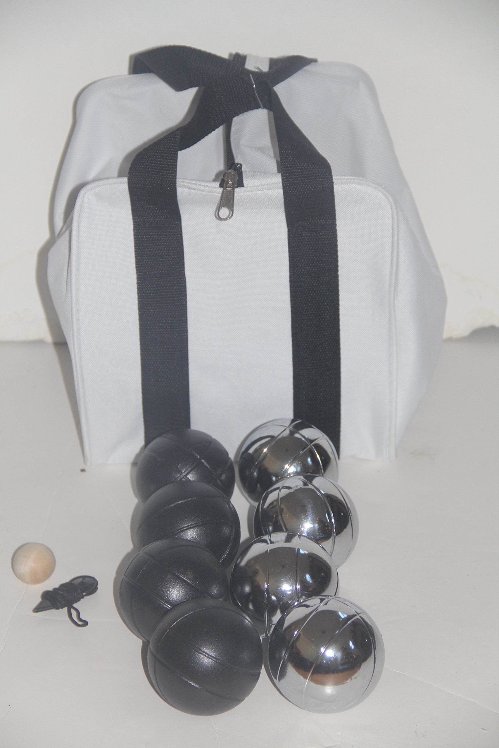 73mm Metal Bocce/Petanque Set with 4 Black and 4 Silver Balls and Heavy ...