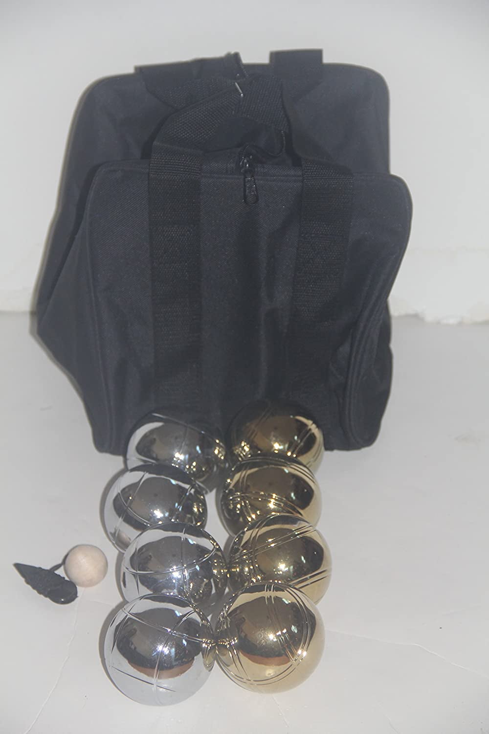 73mm Metal Bocce/Petanque Set with 4 Gold and 4 Silver Balls and Heavy ...