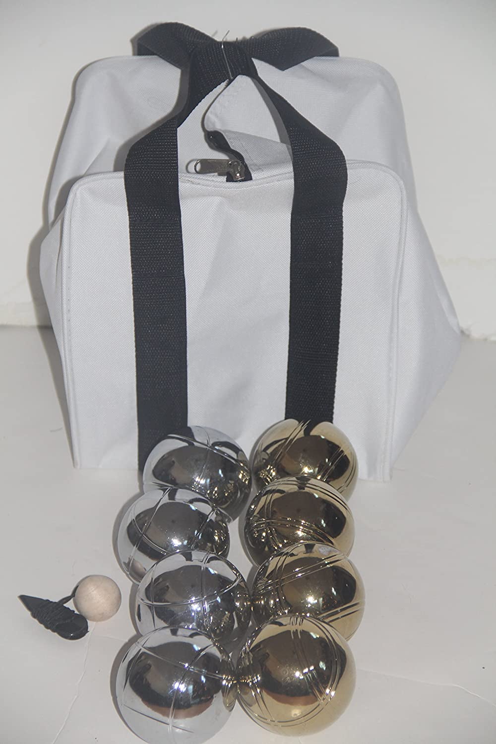73mm Metal Bocce/Petanque Set with 4 Gold and 4 Silver Balls and Heavy ...