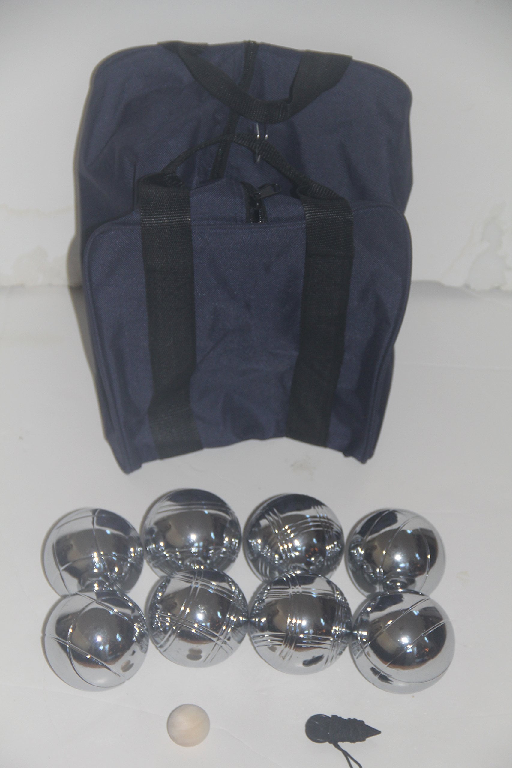 73mm Metal Bocce/Petanque Set with Silver Balls and Heavy Duty Black ...
