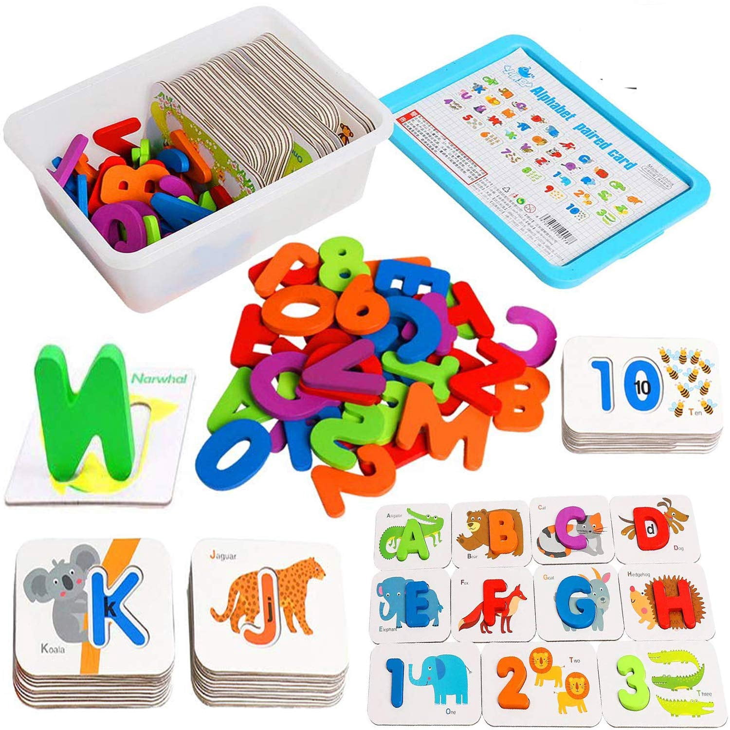 73pcs Numbers and Alphabets TSF6 Flash Cards Set, ABC Wooden Letters ...