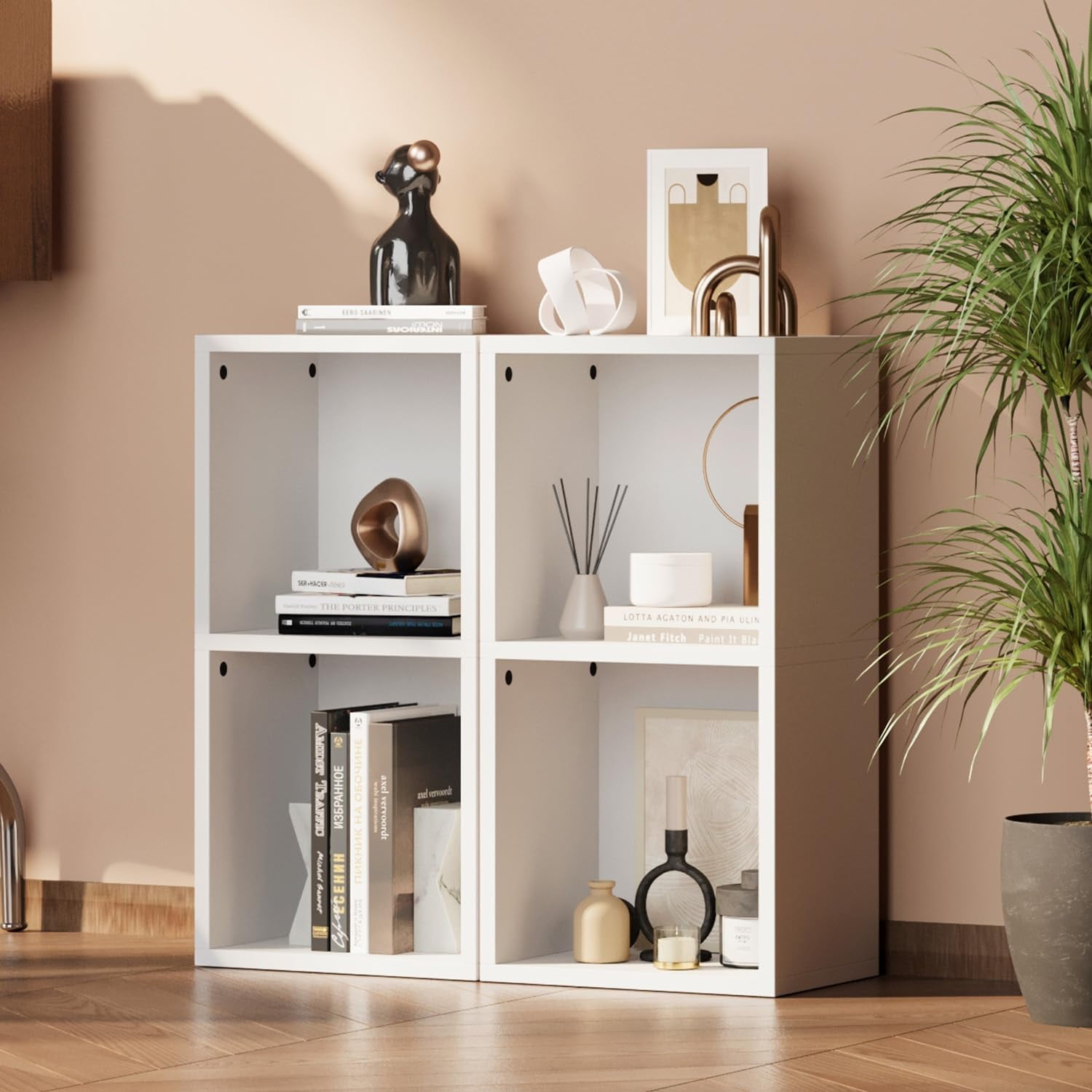 74" Tall Bookshelf 45" Wide Bookcase with Doors Modern Display Shelf ...