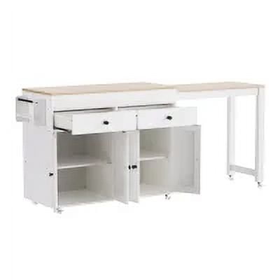 Generic 74.5 Inch Kitchen Island with Extendable Dining Table, Rolling ...