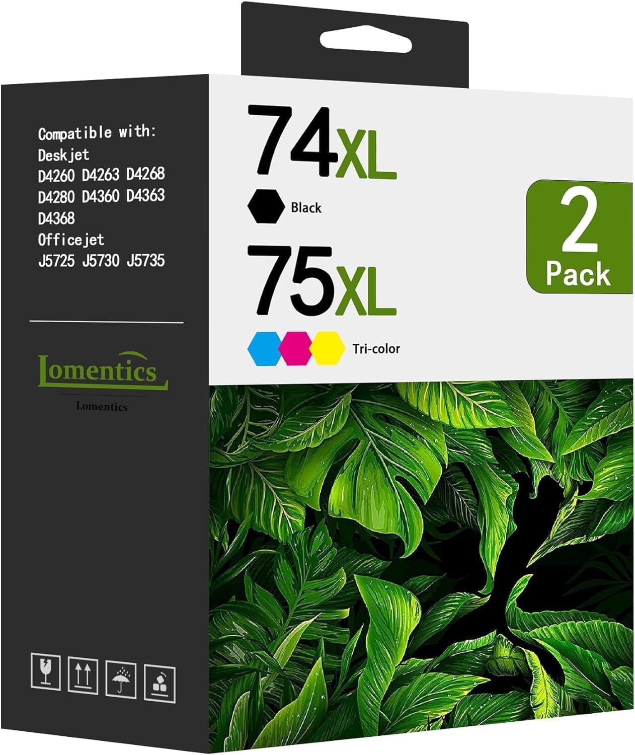 HP 74XL 75XL Ink Cartridges (2 Pack, Black/Tri-Color) - Compatible with ...